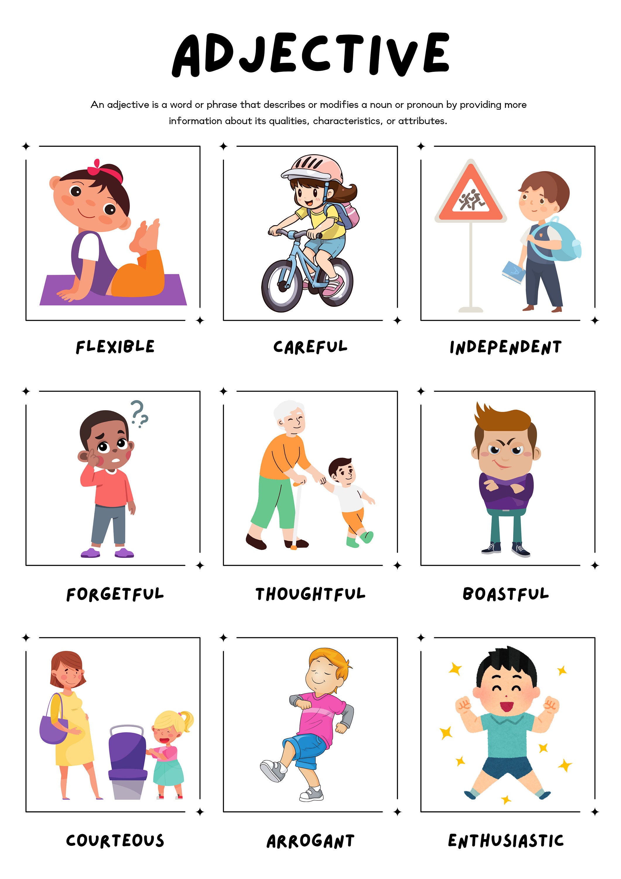 Printable ADJECTIVES Picture Cards | Flashcards | Parts of Speech ...