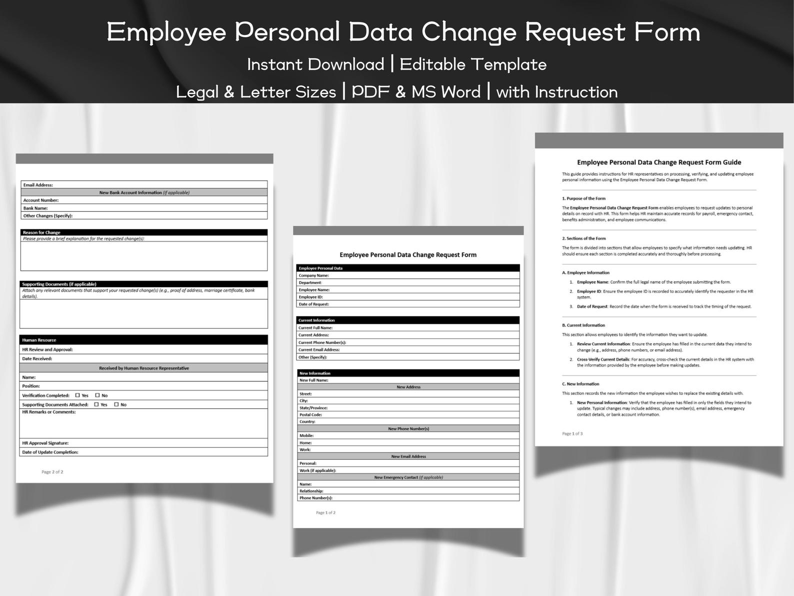 Employee Personal Data Change Request Form Editable and Printable ...