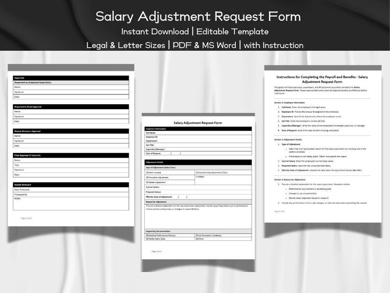 Salary Adjustment Request Form Editable and Printable Template ...