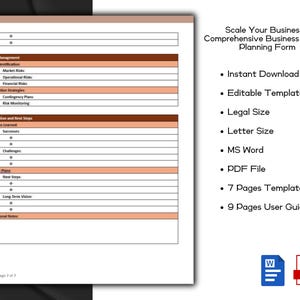 Comprehensive Business Growth Planning Form Editable and Printable ...