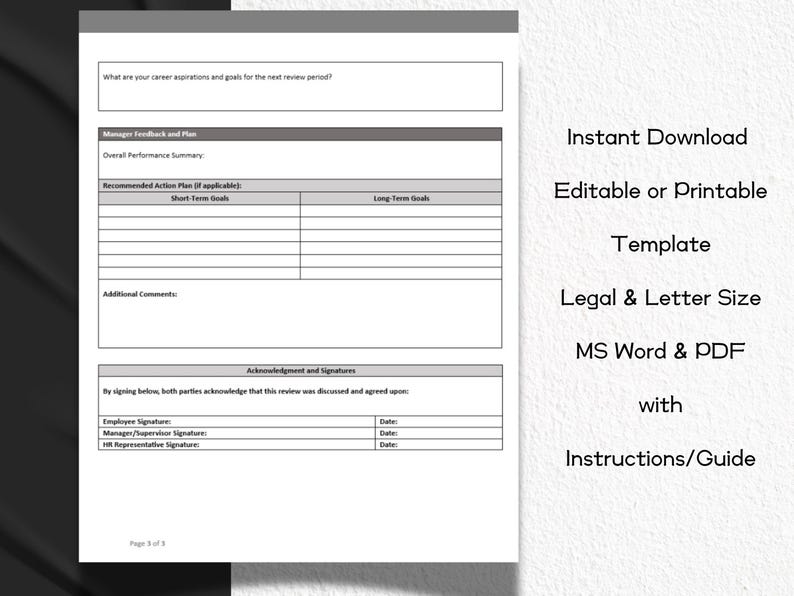 Employee Feedback Form Editable and Printable Template | HR Templates ...