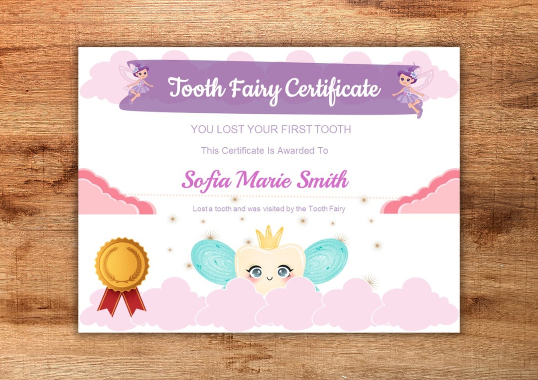 Editable Pink Tooth Fairy Certificate | Tooth Fairy Certificate ...