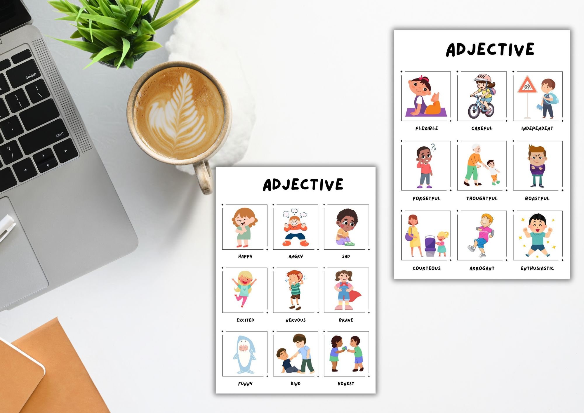 Printable ADJECTIVES Picture Cards | Flashcards | Parts of Speech ...