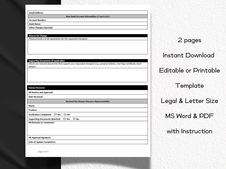 Employee Personal Data Change Request Form Editable and Printable ...