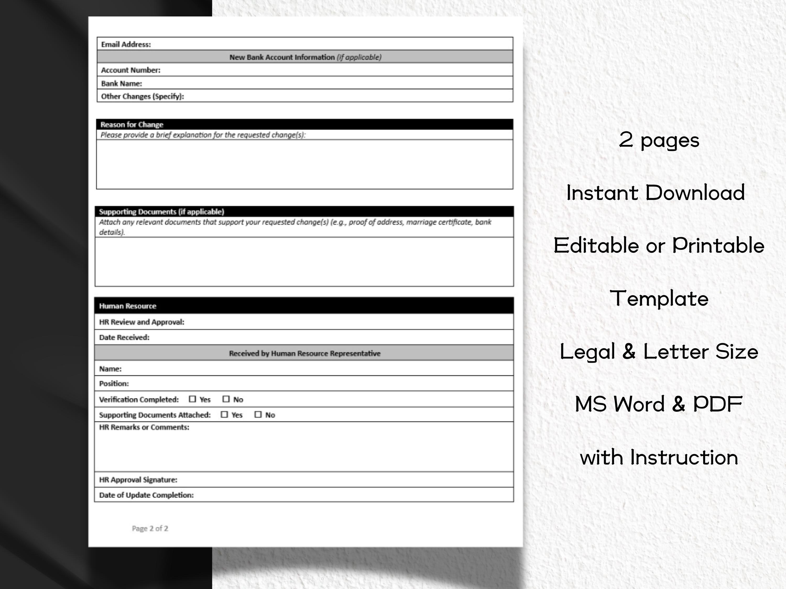 Employee Personal Data Change Request Form Editable and Printable ...