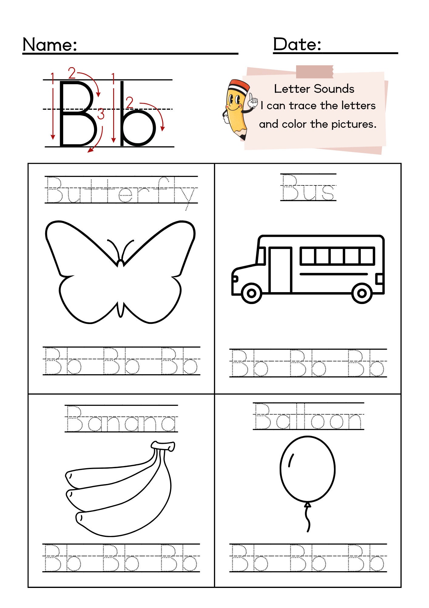 26 Alphabet Letter Sounds Worksheets Printable Beginning Sound ...