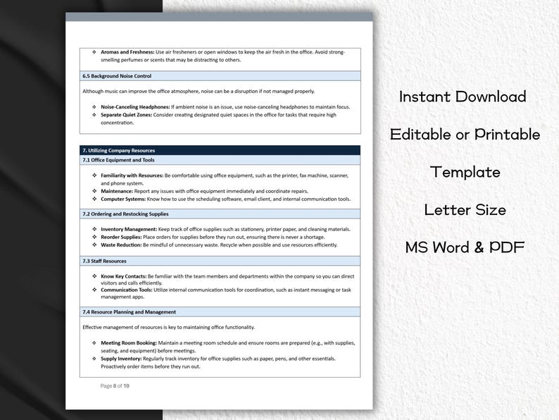 Front Desk Receptionist Handbook Editable Template | Professional ...