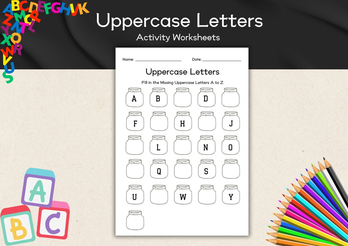 Printable Fill in the Missing Uppercase Letters A to Z Worksheets ...