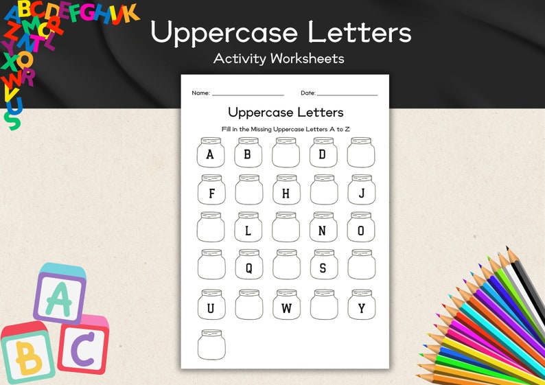Printable Fill in the Missing Uppercase Letters A to Z Worksheets ...