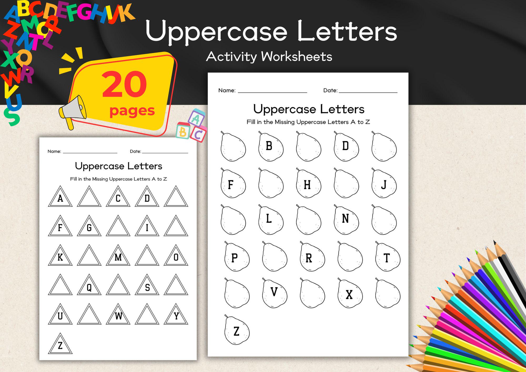 Printable Fill in the Missing Uppercase Letters A to Z Worksheets ...