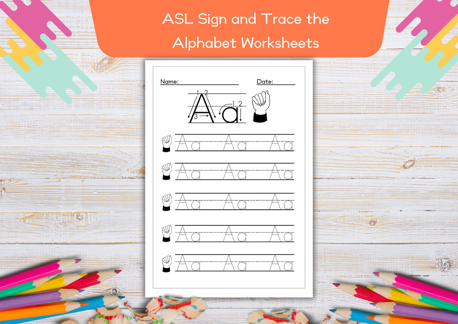 Printable ASL Sign and Trace the Alphabet Worksheets | 26 Printable ...