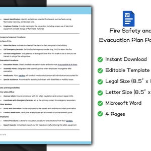 Fire Safety and Evacuation Plan Policy Editable Template | Human ...