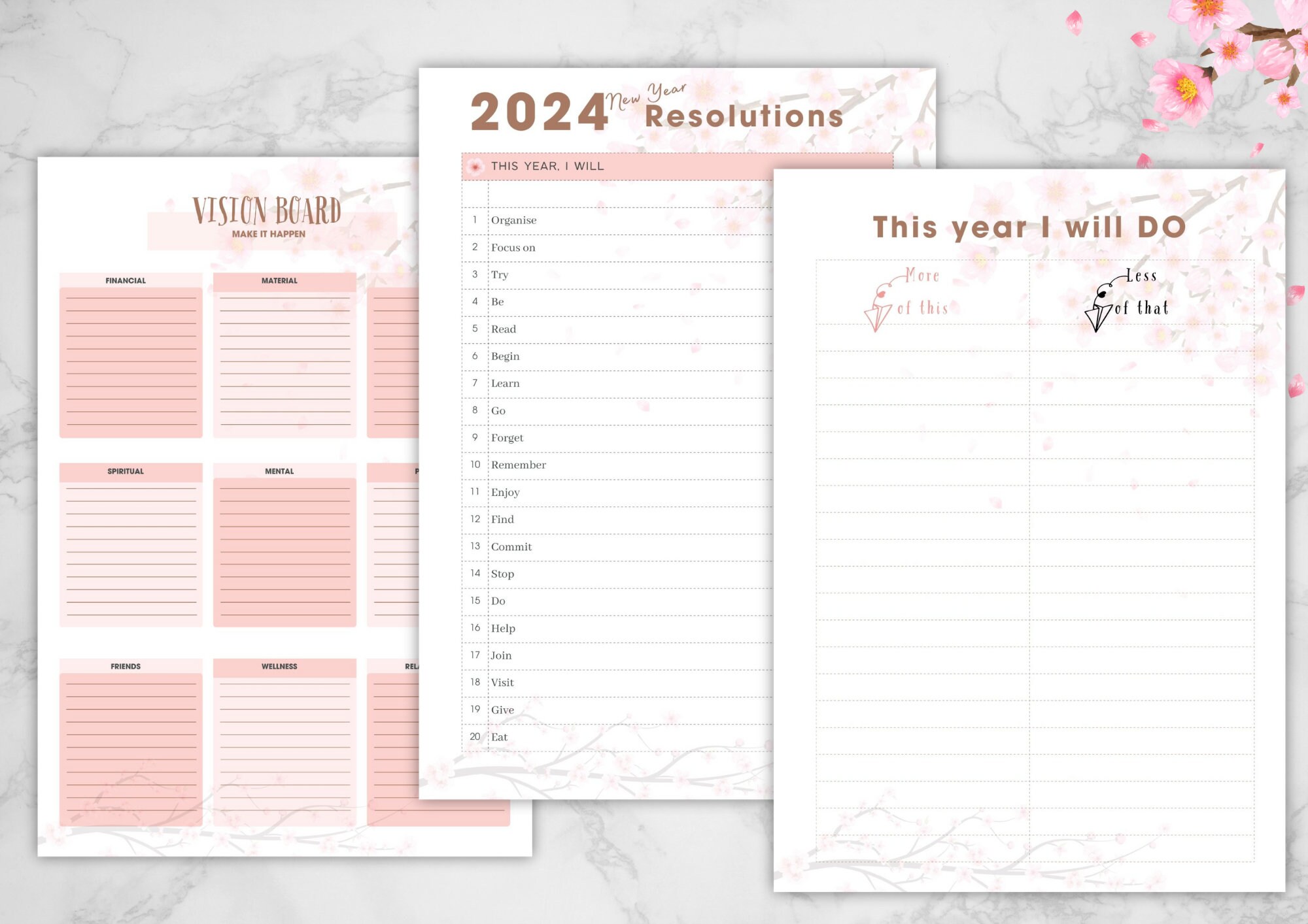 2024 Cherry Blossom Themed Calendar & Planner Your Year of Growth and ...