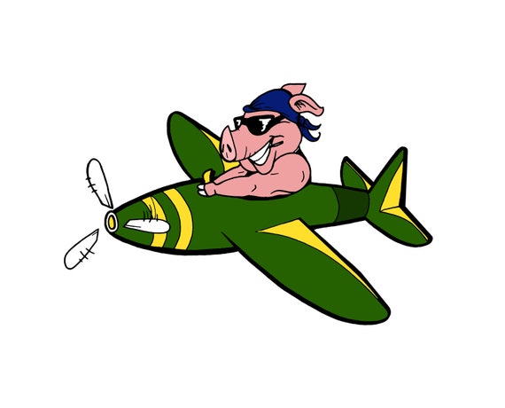 When Pigs Fly Cartoon Pig in Plane Illustration Digital PNG - Etsy