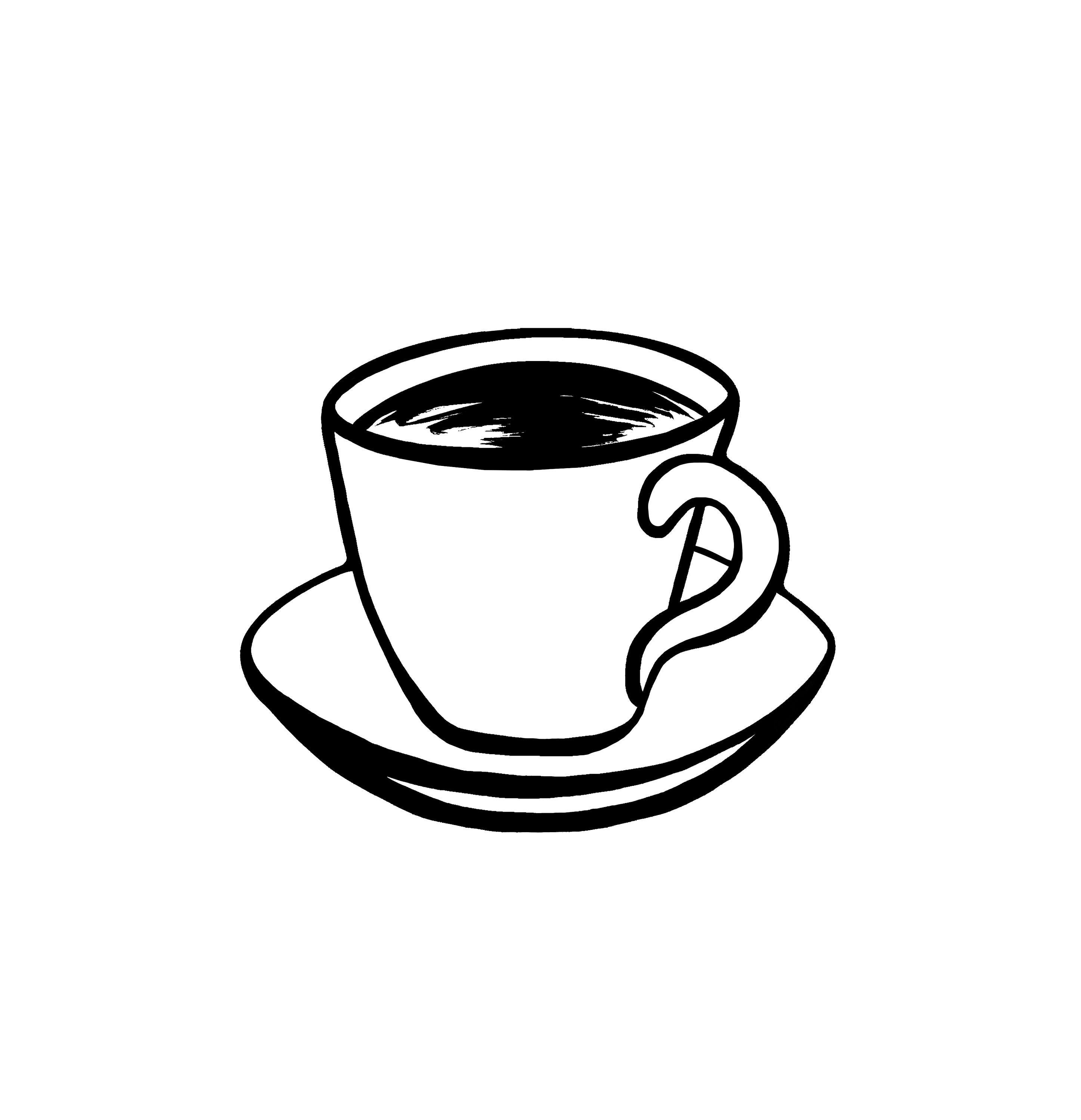 Dibujado a mano blanco y negro taza de café digital PNG - Etsy España