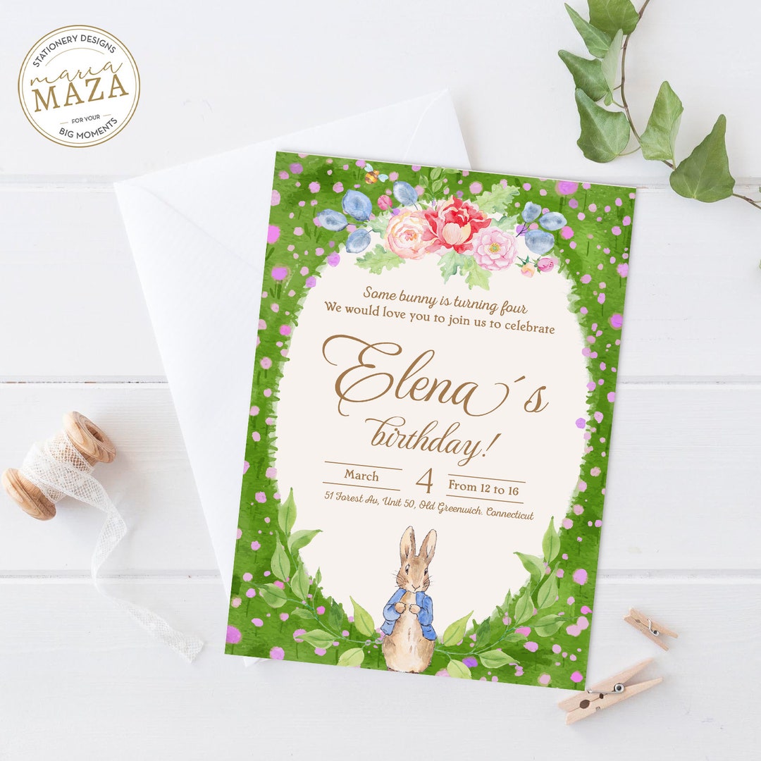 Peter Rabbit Party, Peter Rabbit Invitation, Baby Shower Invitation ...