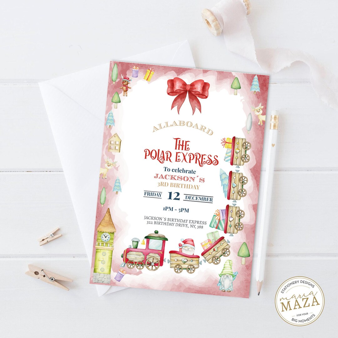 Polar Express Birthday Invitation: Christmas Party Invite (digital) - Etsy