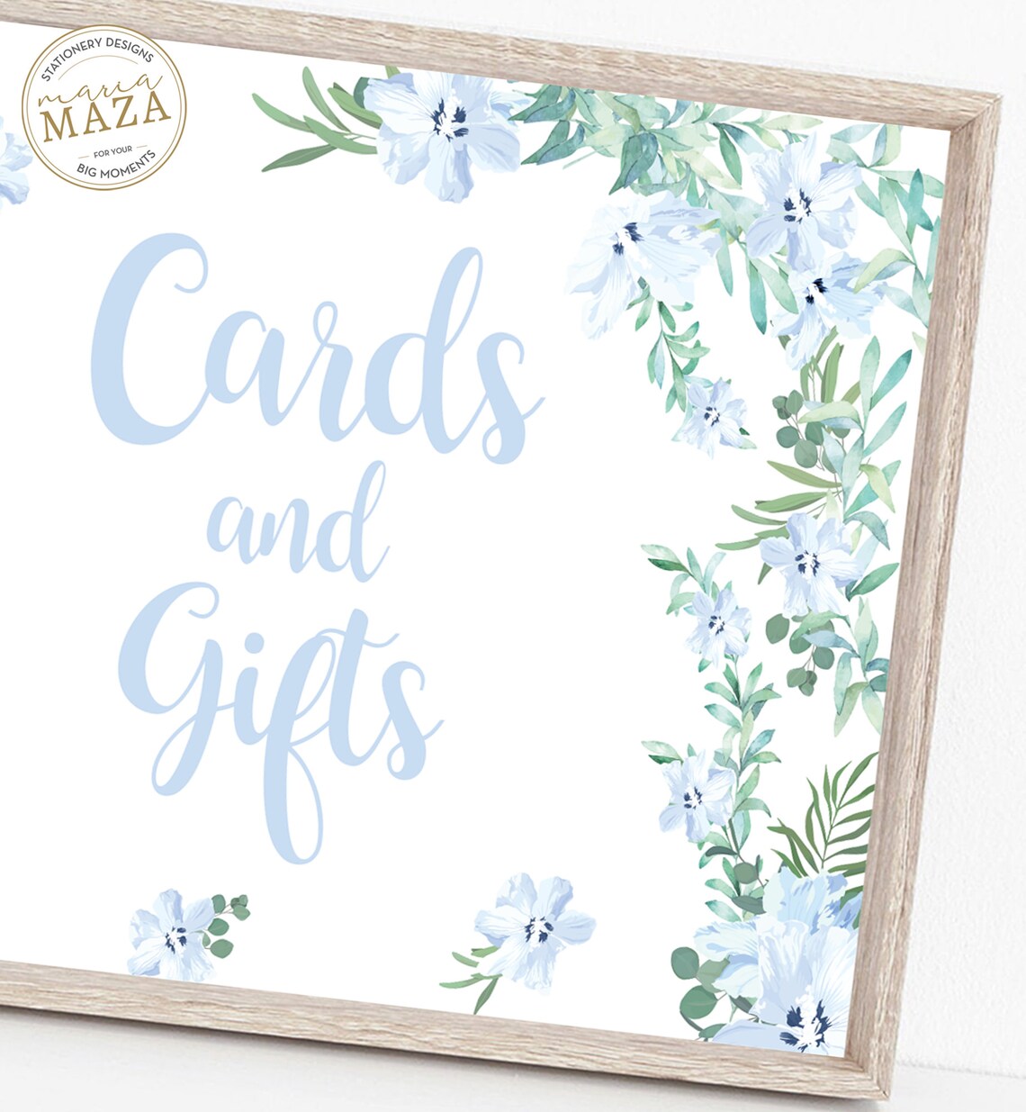 Blue Watercolor Flowers Welcome Sign Cards and Gifts Sign - Etsy