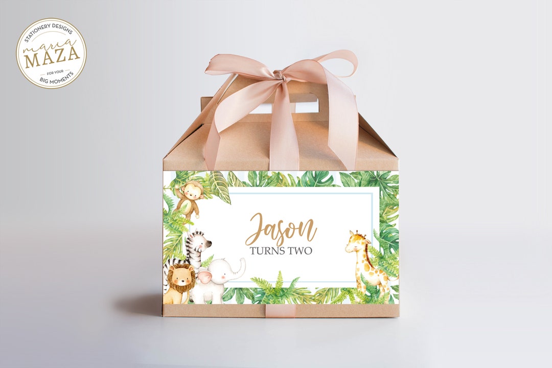 Safari Birthday Box Label: Jungle Animals Decoration (digital Download ...