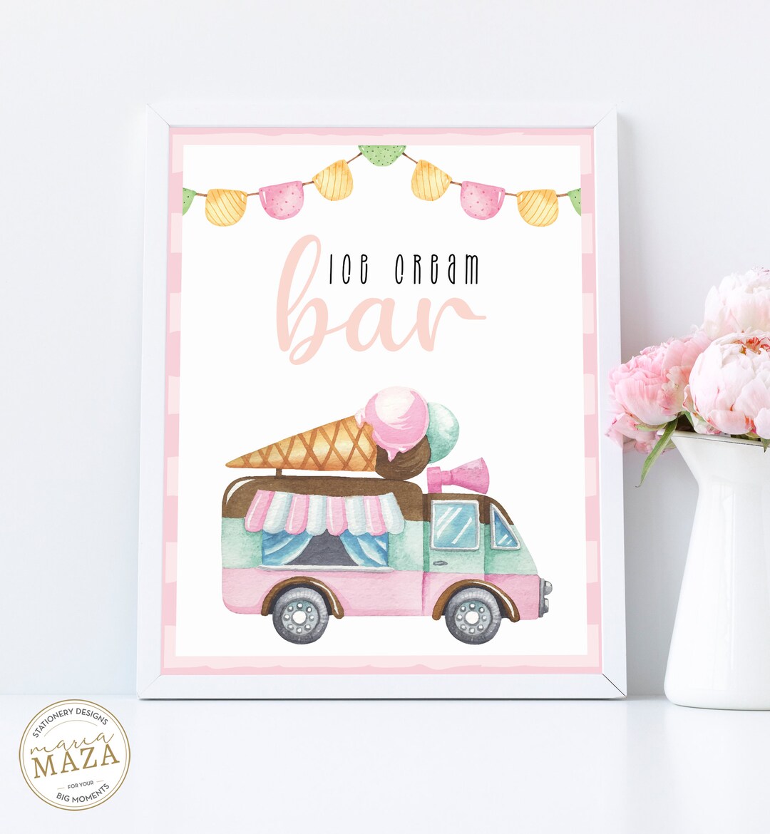 Ice Cream Bar Sign: Birthday Party Decor (digital Download) - Etsy