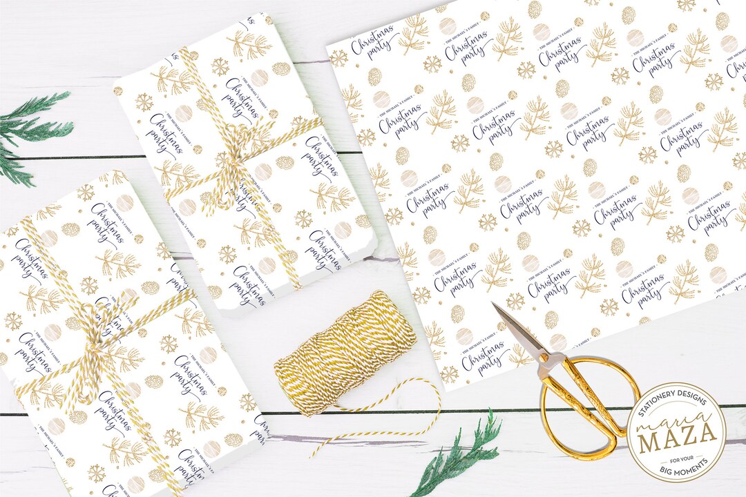 Gold Christmas Wrapping Paper: Editable Party Decor (17x11" Design) - Etsy