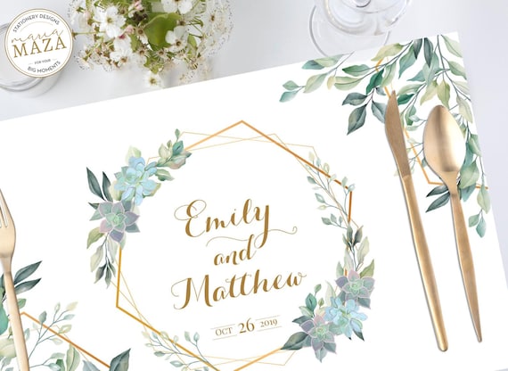 Editable Paper Placemats Greenery Decor Wedding Details | Etsy