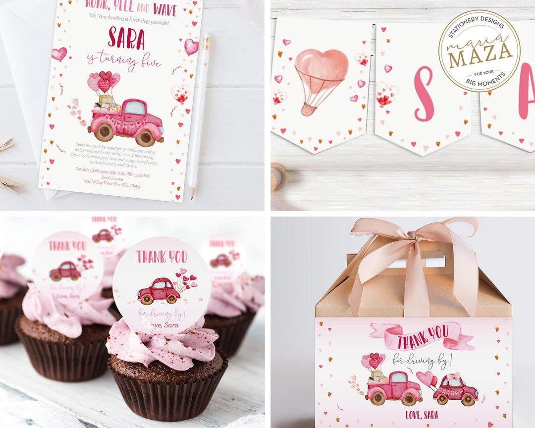 Caravan Birthday Party Decoration Set: Invitation, Banner, Topper ...