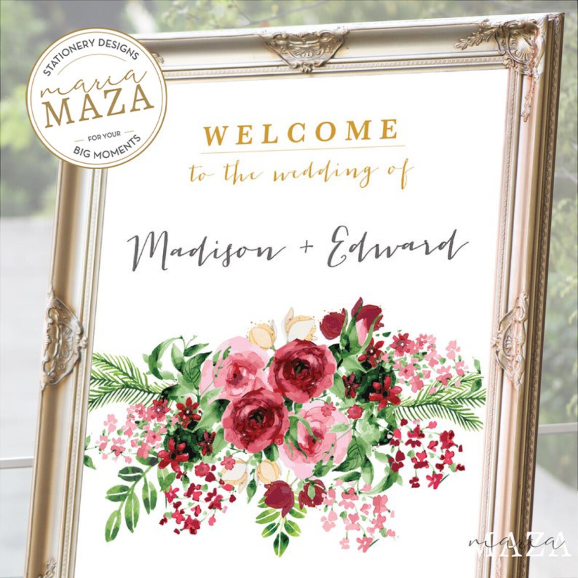 Floral Wedding Welcome Sign Wedding Sign Template Download - Etsy