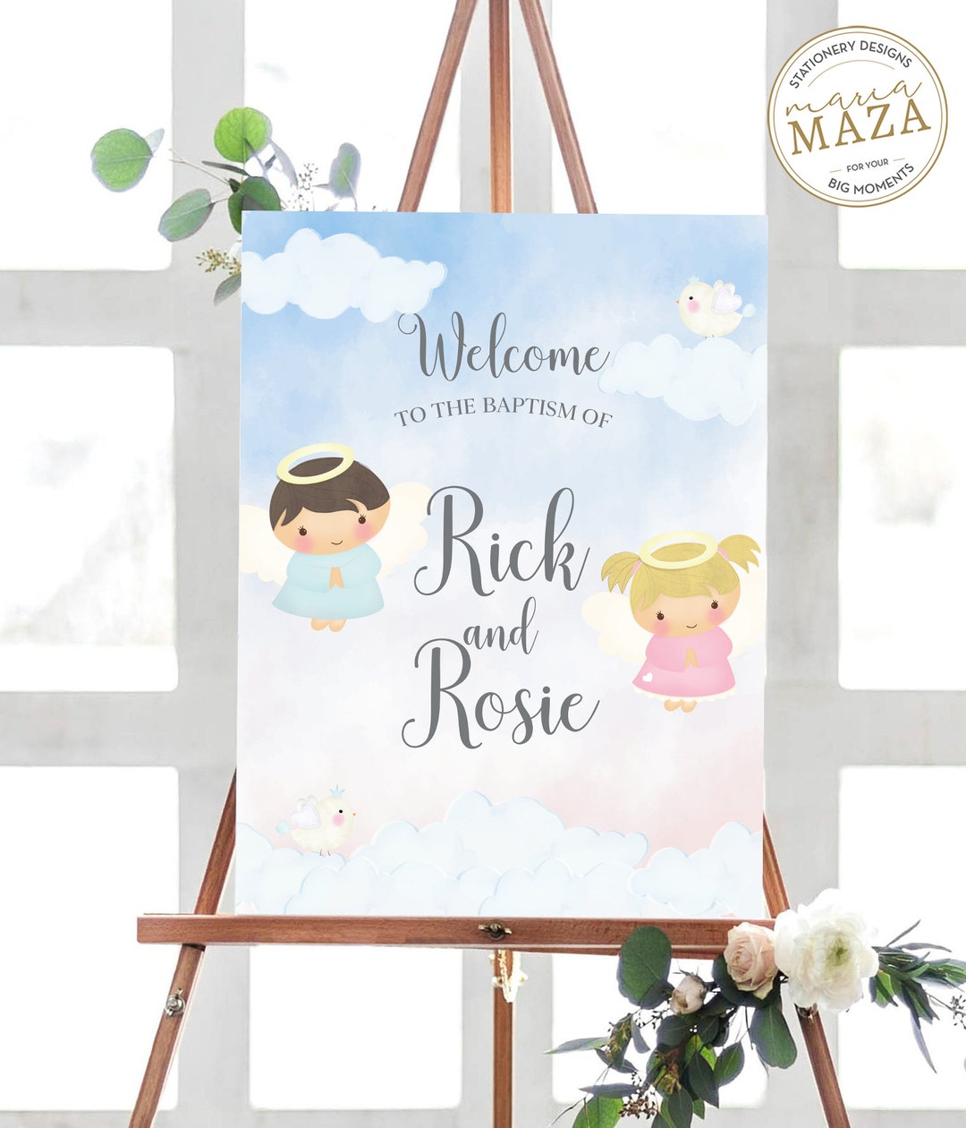 Baptism Welcome Sign, Baptism Sign Boy and Girl, Baptism Welcome Sign ...