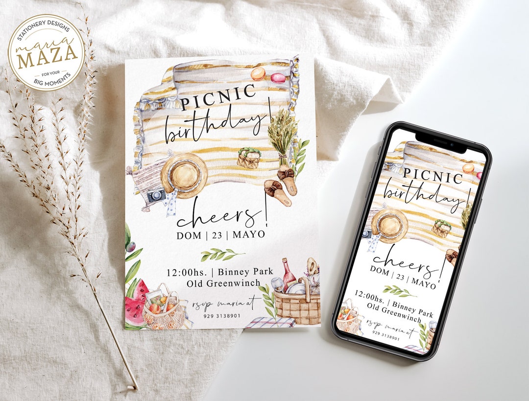 Picnic Birthday Party Invitation: Outdoor Brunch (digital Download) - Etsy