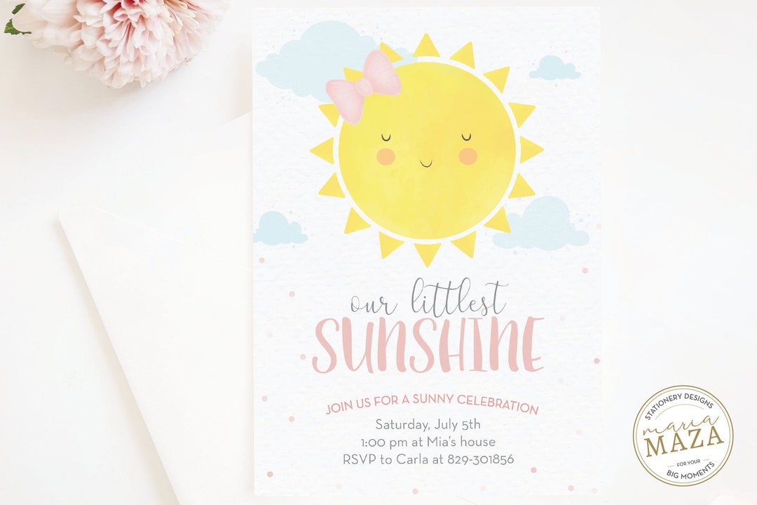 Our Little Sunshine Birthday Girl Invitation, Our Little Sunshine is ...