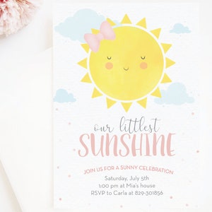Our Little Sunshine Birthday Girl Invitation, Our Little Sunshine is ...