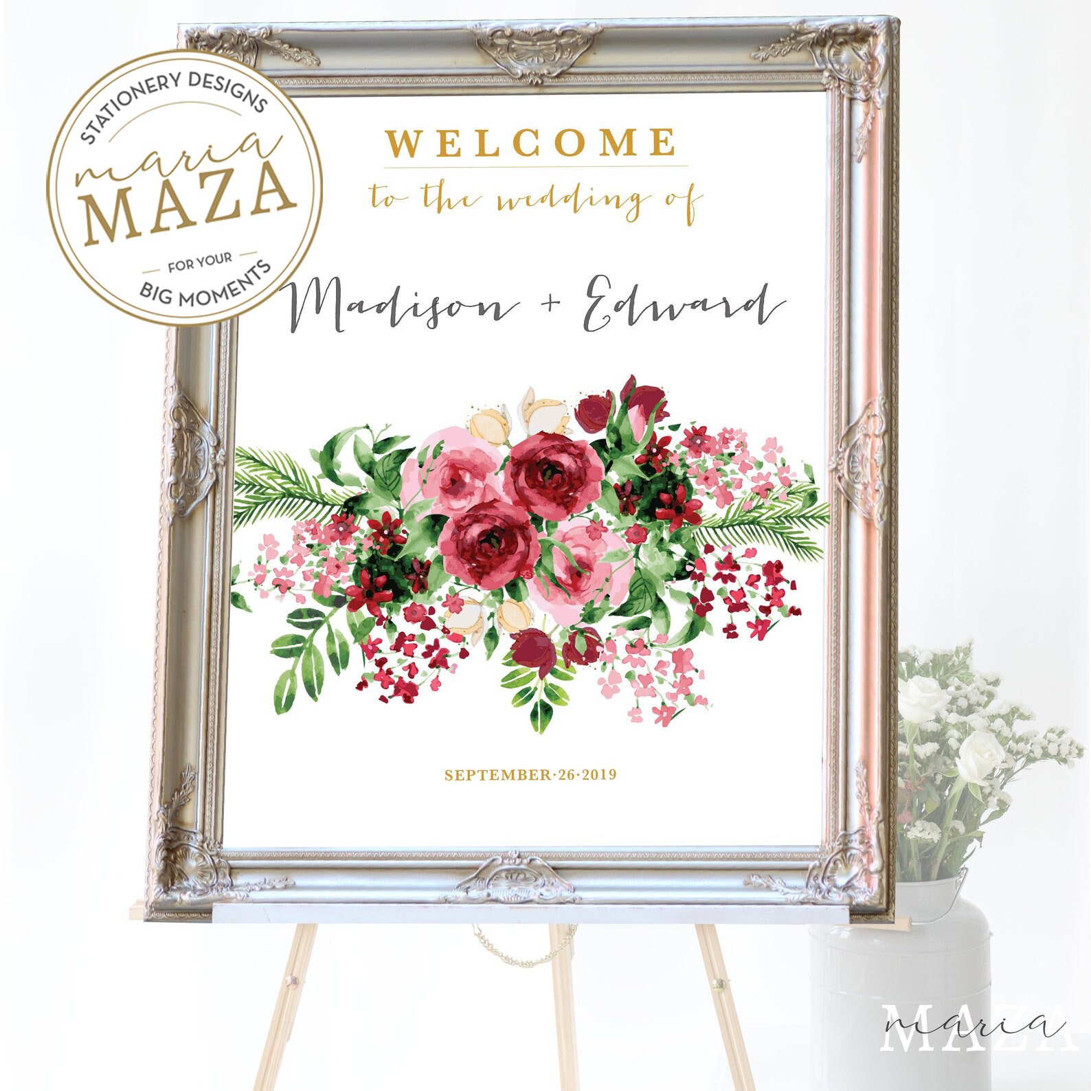 Floral Wedding Welcome Sign Wedding Sign Template Download - Etsy