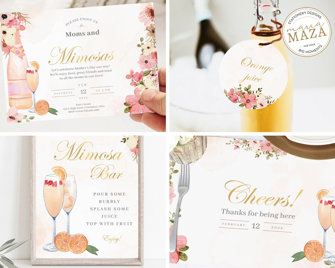 Mimosas Full Set Party Decor, Brunch and Bubbly Bridal Shower ...