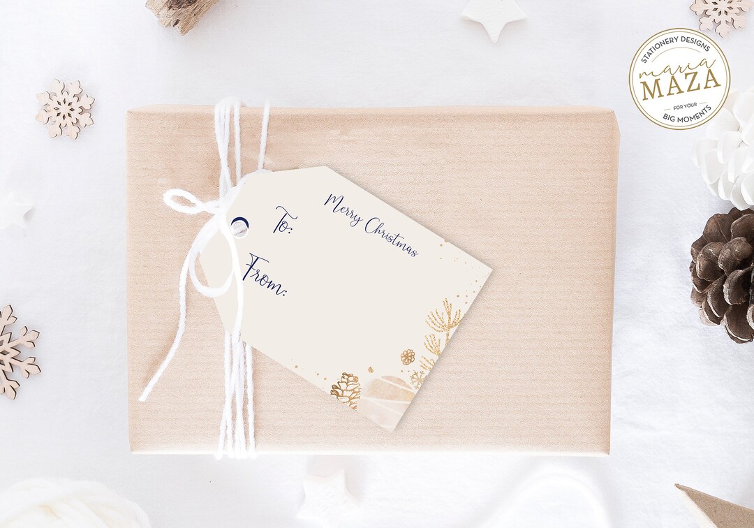 Gold Christmas Gift Tags, Printable Holiday Favors (digital Download ...