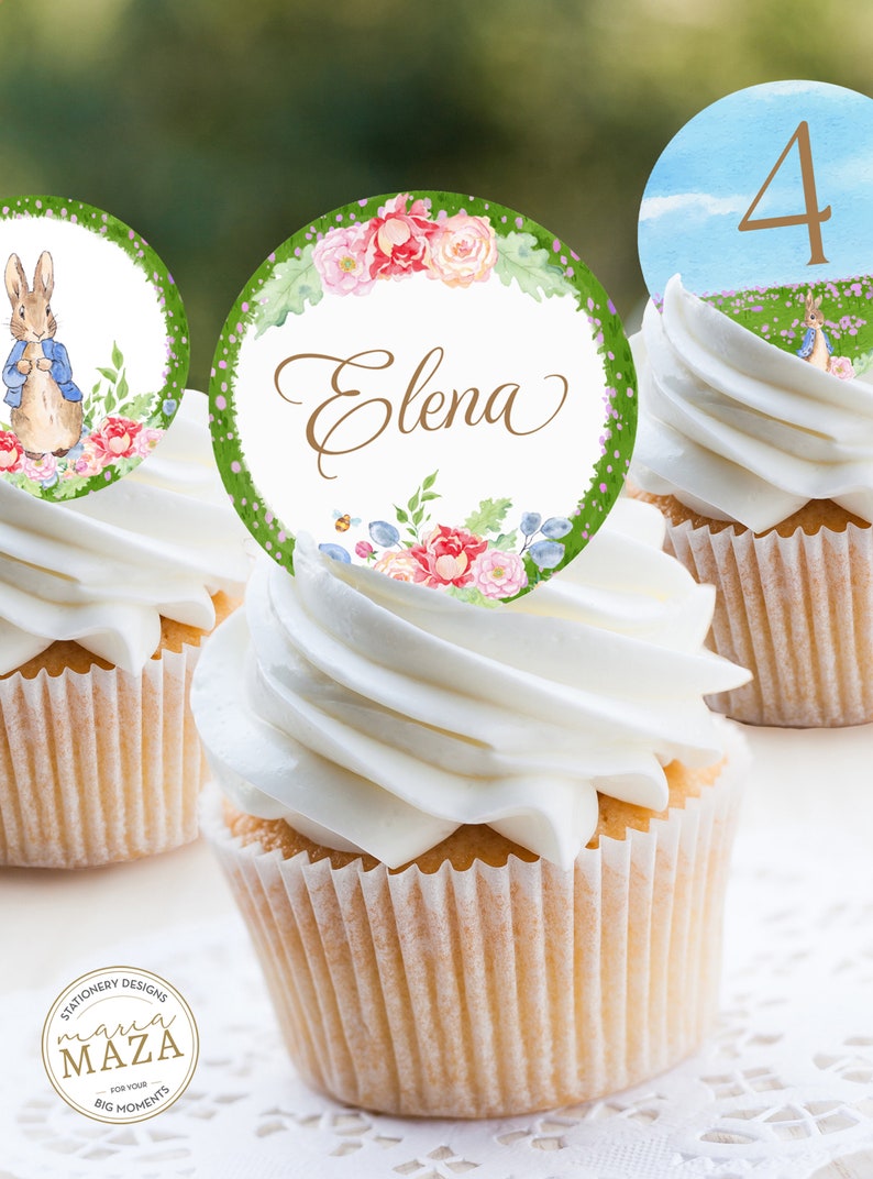 Peter Rabbit Cupcake Toppers, Peter Rabbit, Baby Shower Decor, Fiesta ...