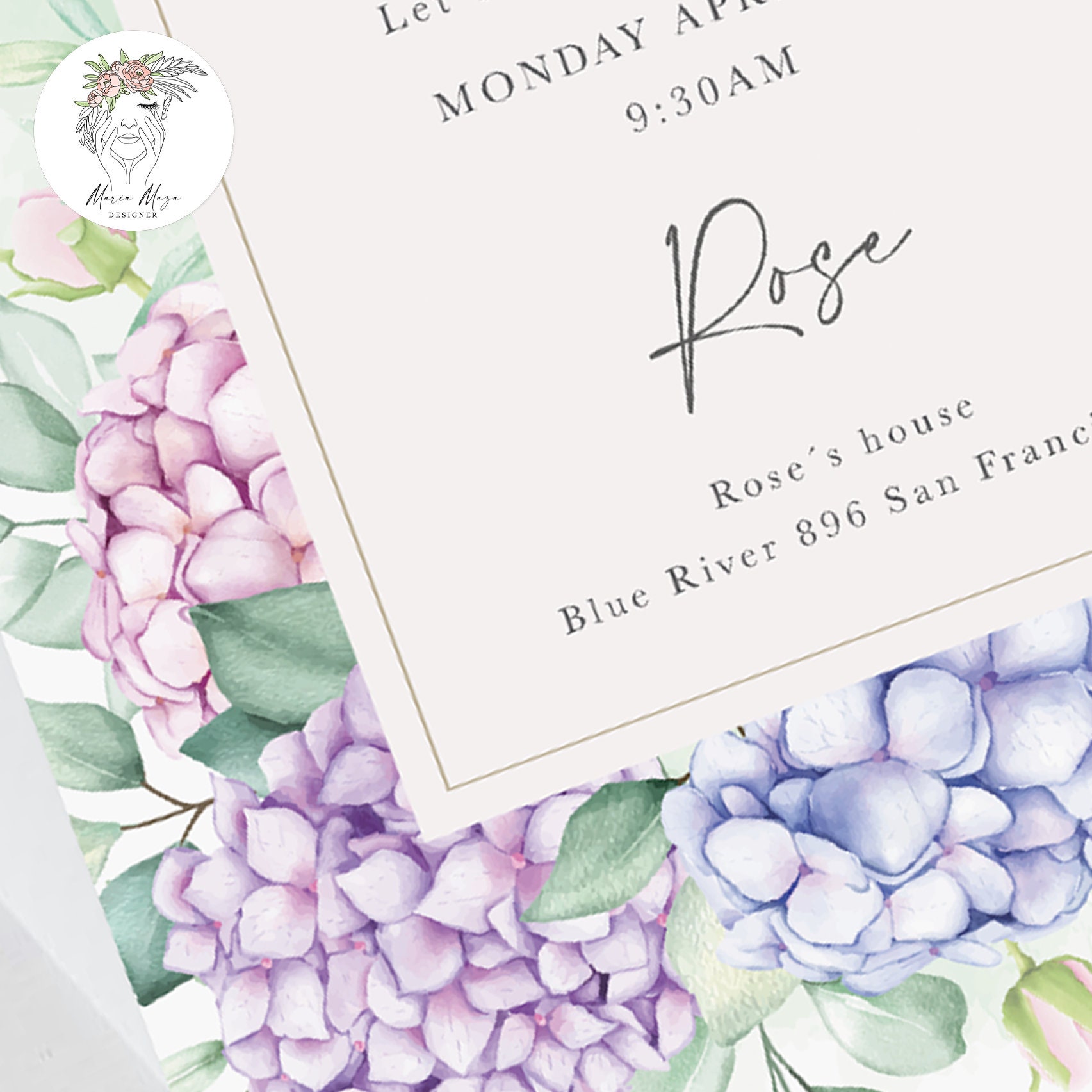 Hydrangeas Tea Party Invitation: Birthday Brunch, Bridal Shower ...