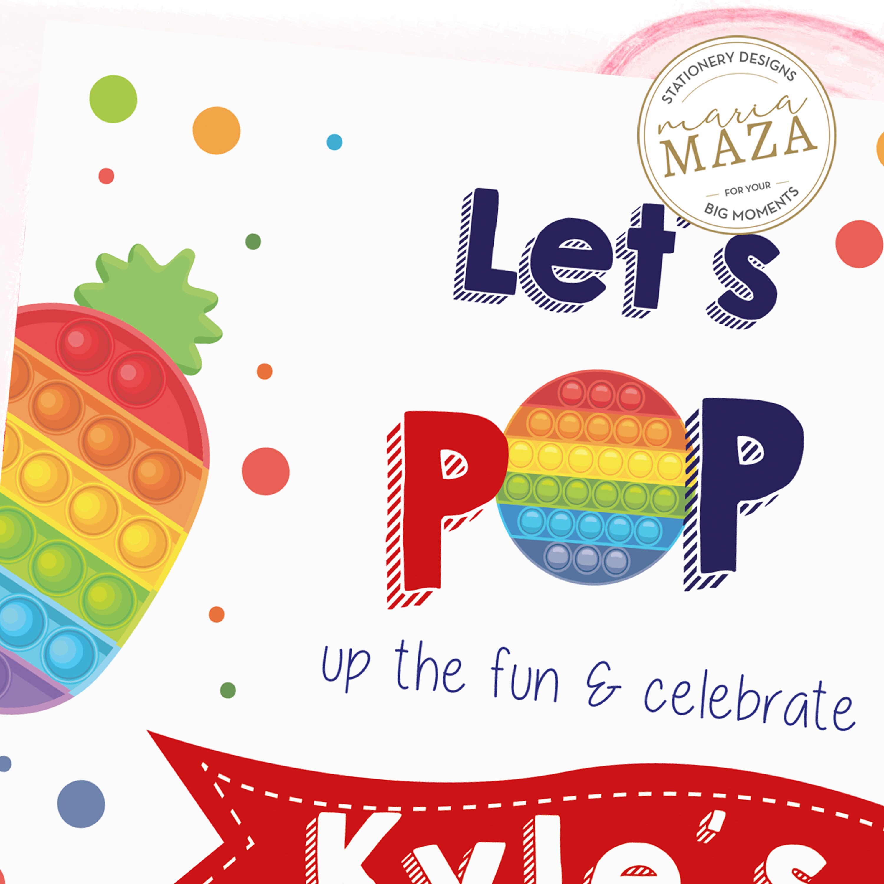 Pop It Birthday Invitation Pop It Birthday Decorations | Etsy