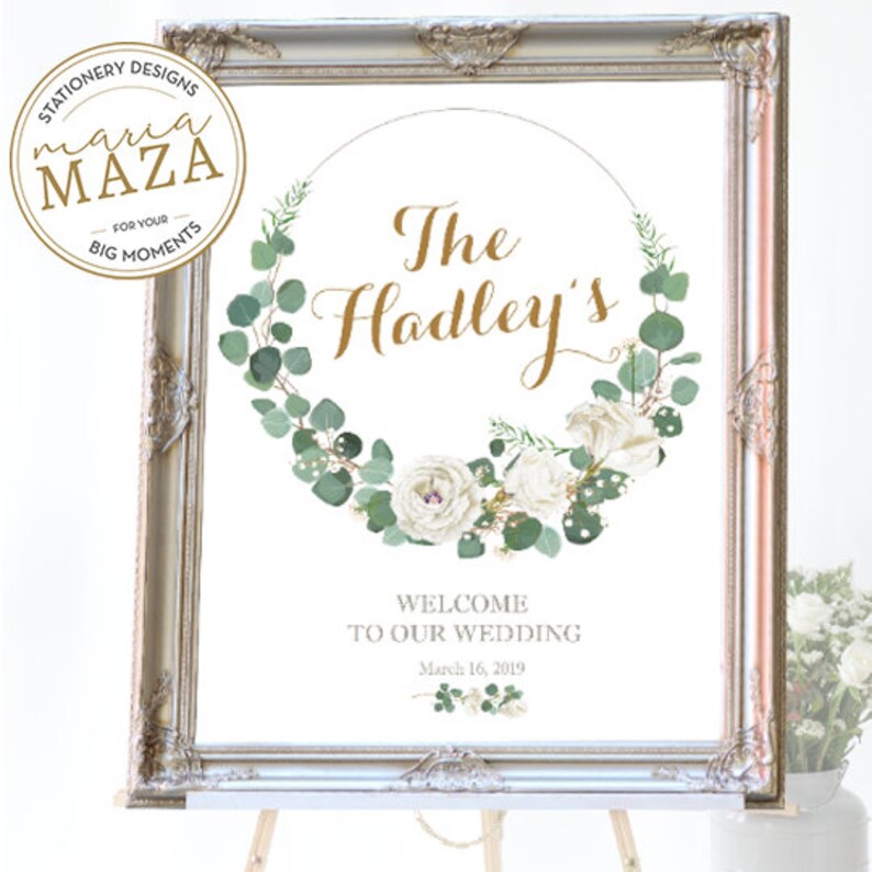 Eucalyptus Wedding Welcome Sign Rustic Wedding Sign - Etsy