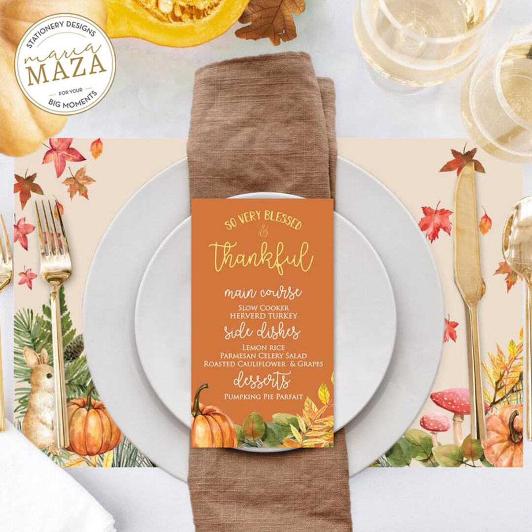 Thanksgiving Menu Card Template, Pumpkin Menu Template, Thanksgiving ...