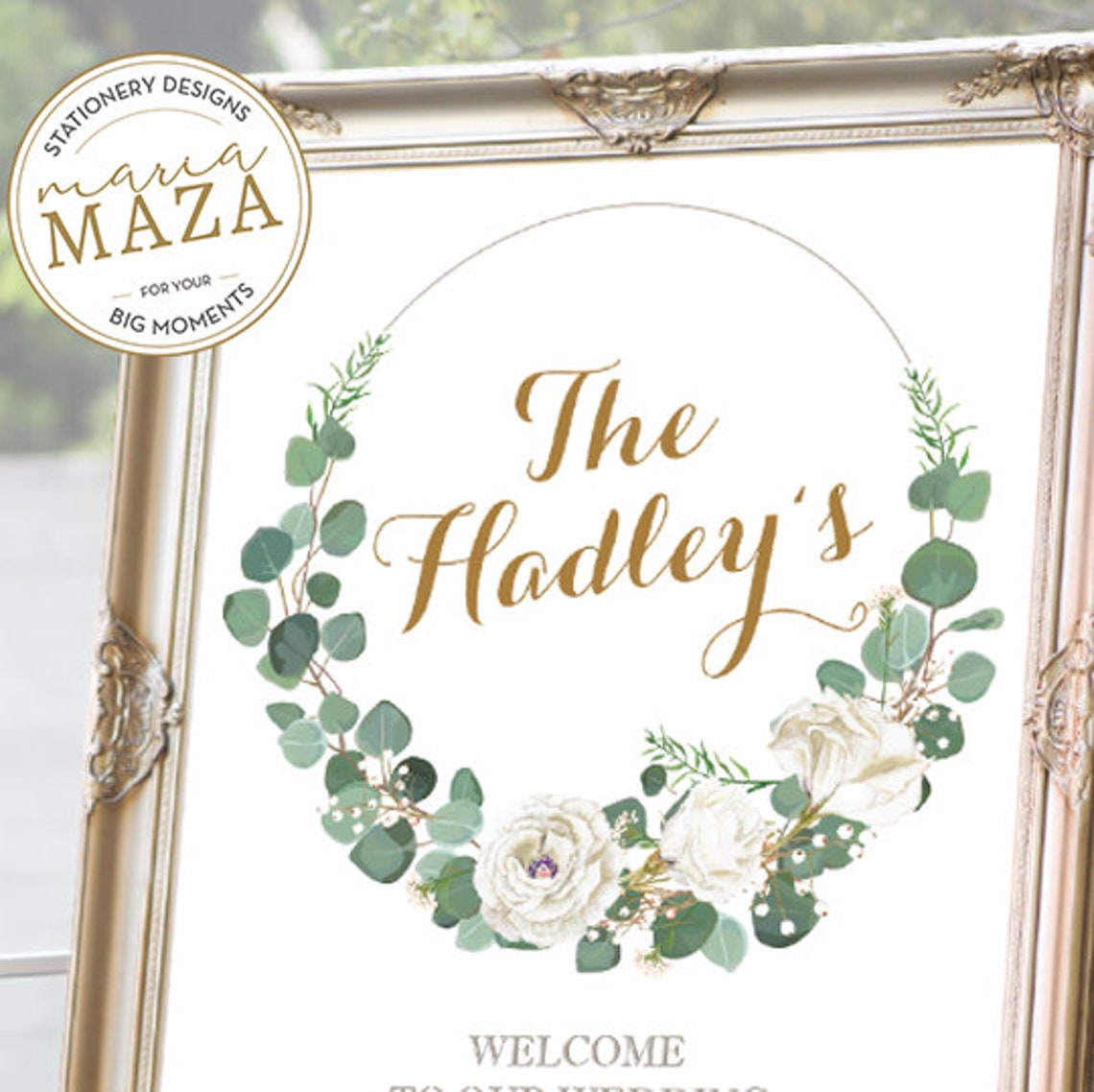 Eucalyptus Wedding Welcome Sign Rustic Wedding Sign - Etsy