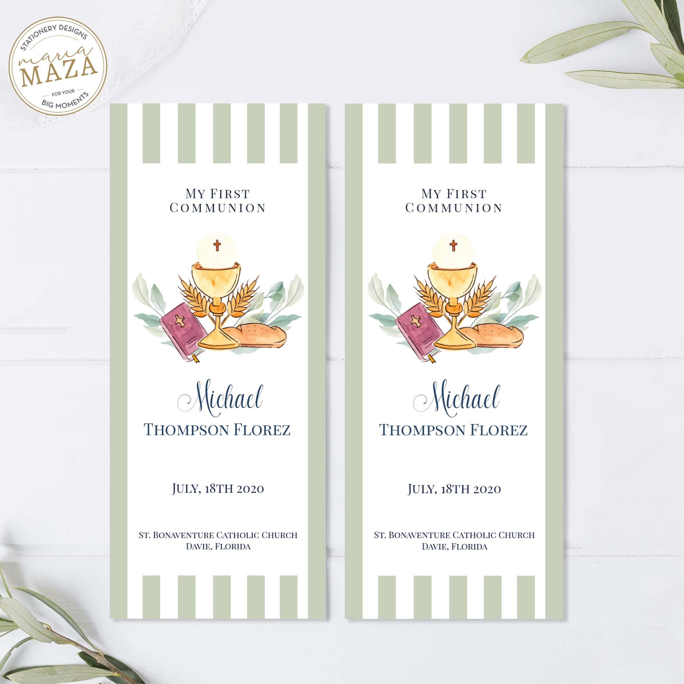 First Holy Communion Bookmark Template Bookmarks - Etsy
