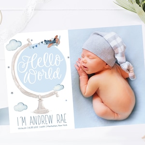 Hello World Baby Shower Invitation Boy, Baby Boy Announcement, Gender ...