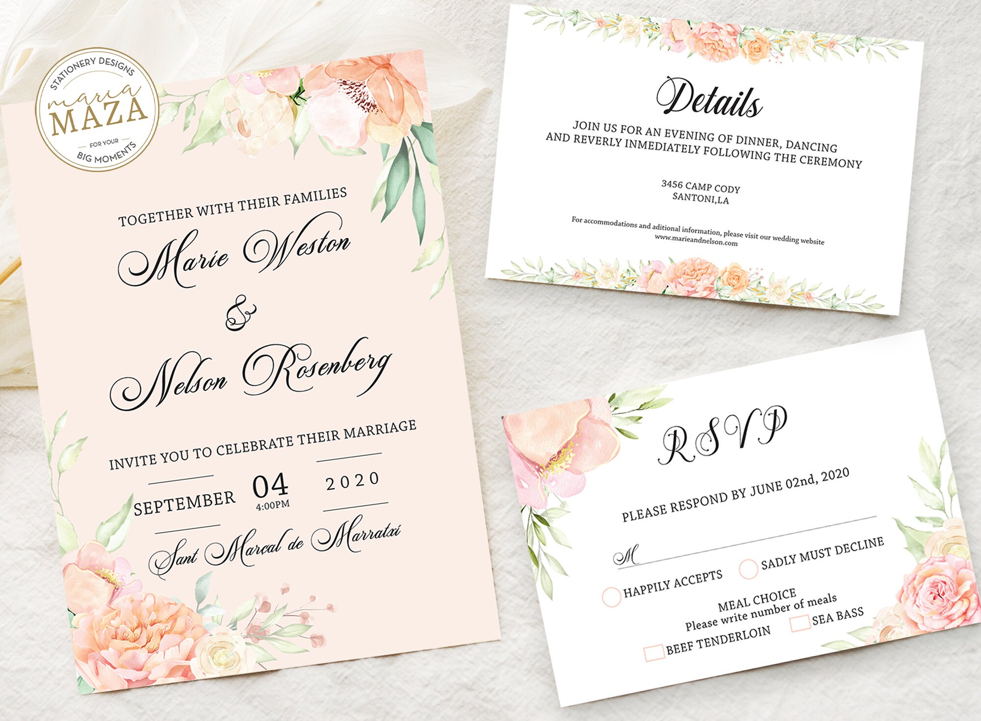 Floral Wedding Invitation Template Download Floral Wedding - Etsy