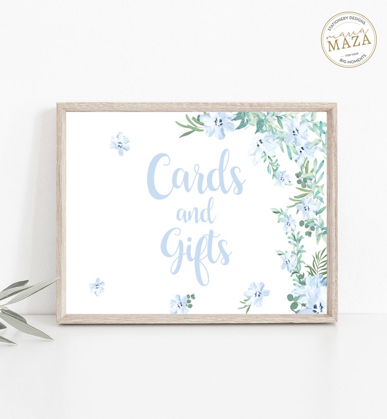 Blue Watercolor Flowers Welcome Sign Cards and Gifts Sign - Etsy