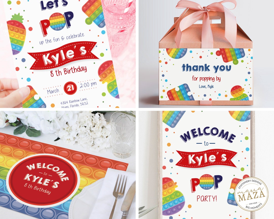 Pop It Party Set Decoration, Thanks for Popping By, Fidget Toys, Pop It ...