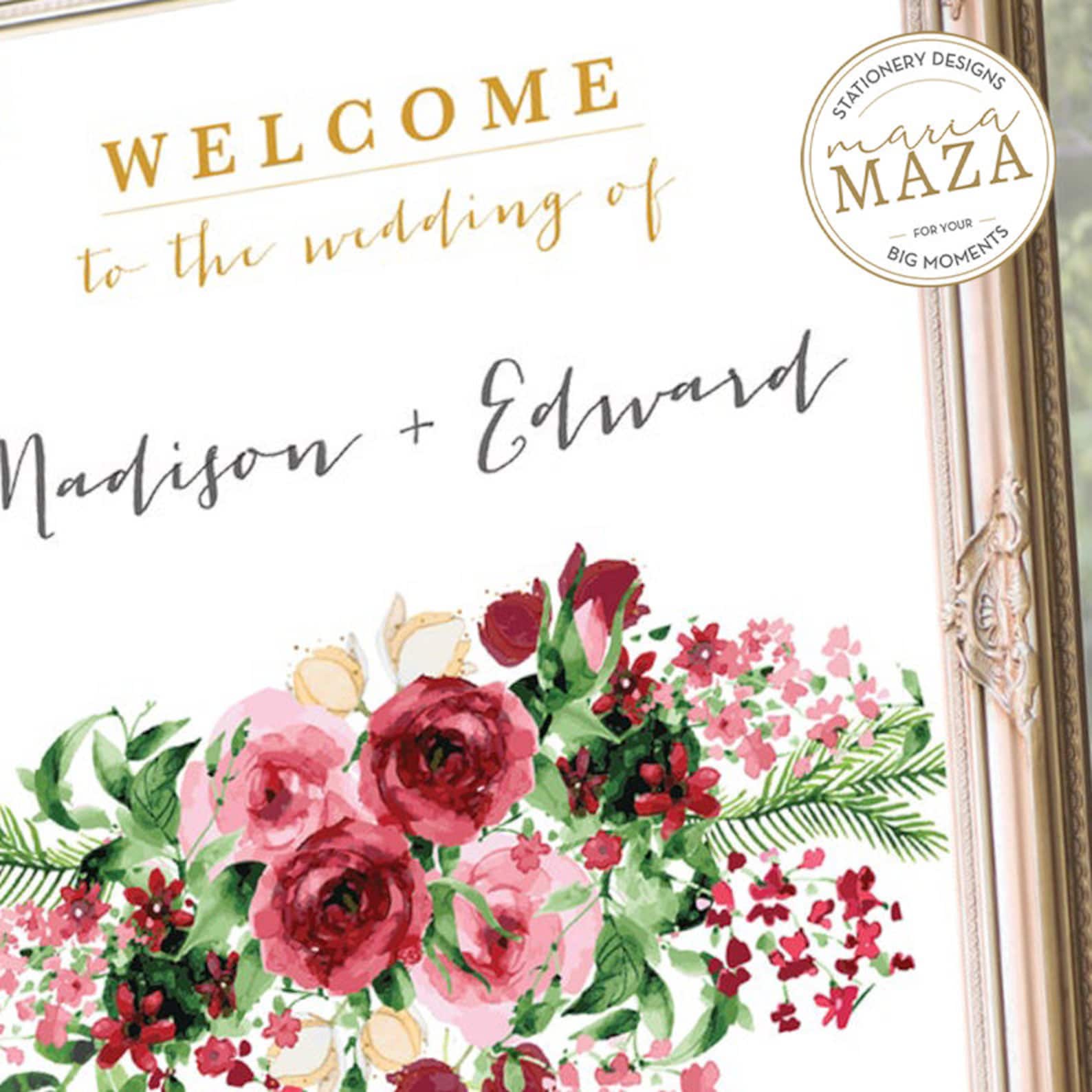 Floral Wedding Welcome Sign Wedding Sign Template Download - Etsy