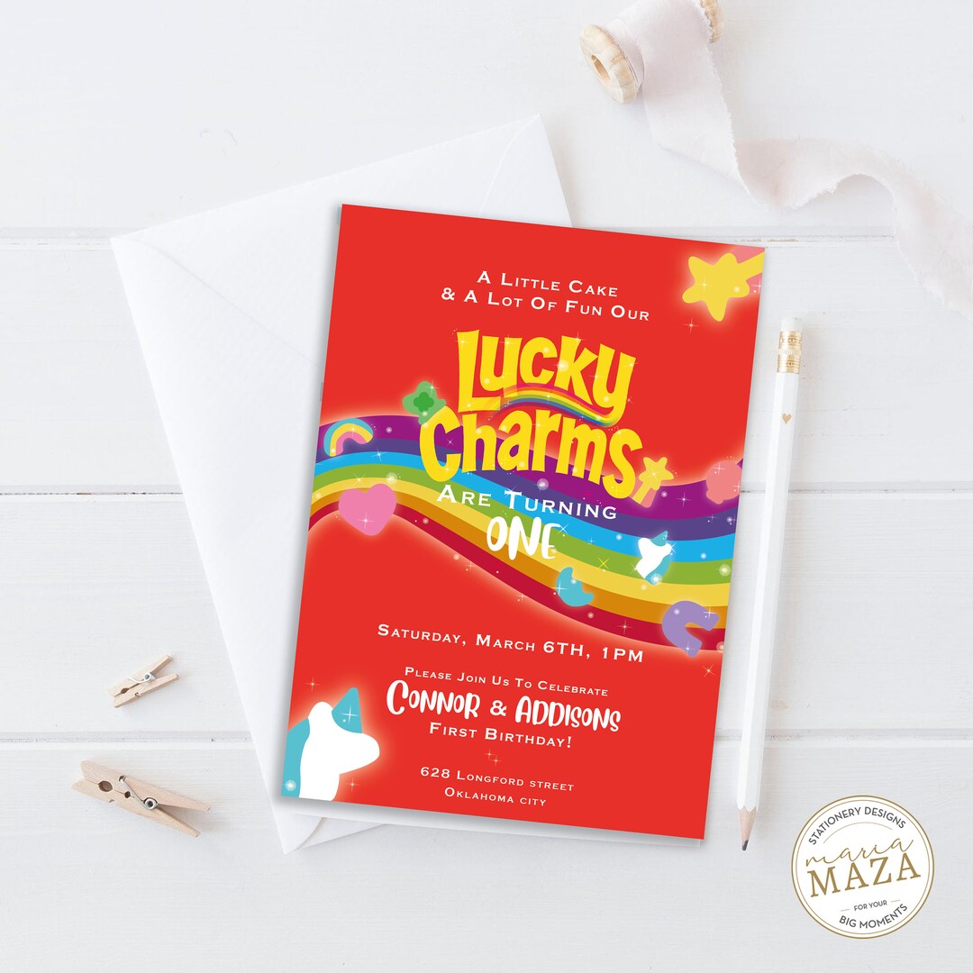 Lucky Charms Birthday Invitation, Lucky Charms Party, Fiesta Invitation ...