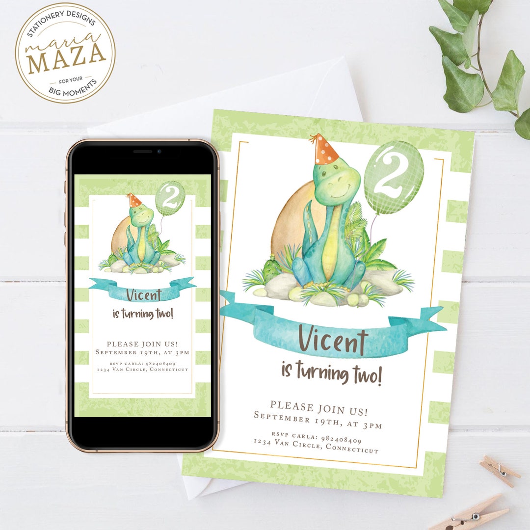 Dinosaur Birthday Invitation Boy, Dinosaur Boy Birthday Invitation ...