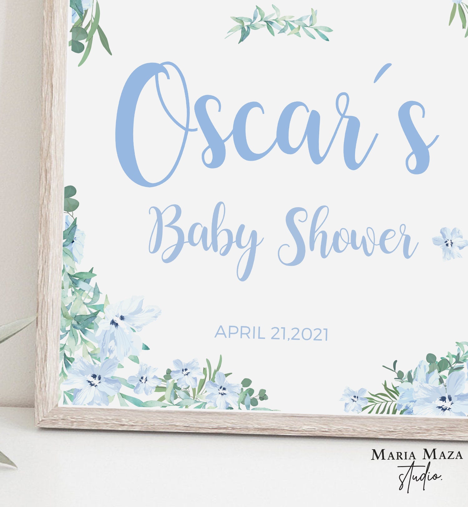 Blue Watercolor Flowers Welcome Sign Boy All Are Welcome Oh - Etsy